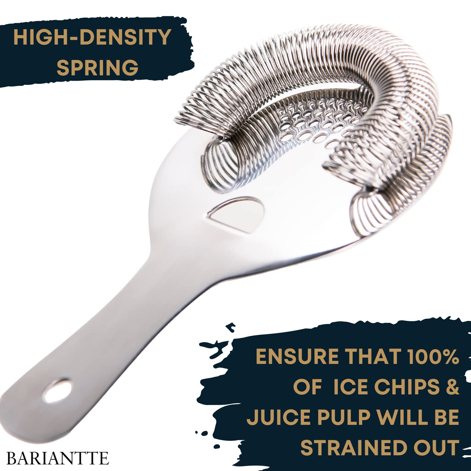 BARIANTTE Premium Hawthorne Strainer for Drinks - Cocktail Strainer Stainless Steel - Bar Strainer Cocktail Drink Strainer Bartending Strainer Hawthorne Strainers Bartender Strainer Shaker Strainer