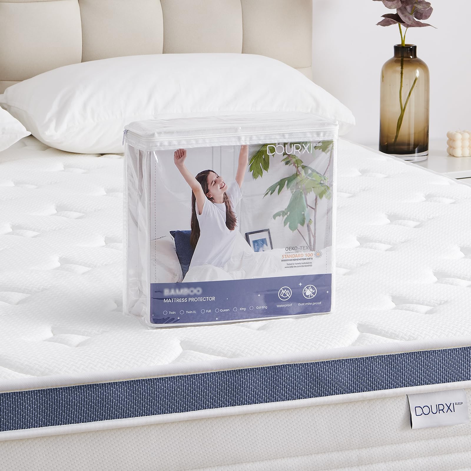 Dourxi Queen Mattress, 12 inch Hybrid Queen Size Mattress Gel Memory Foam for Pressure Relief with Waterproof Mattress Protector Included, Medium Plush