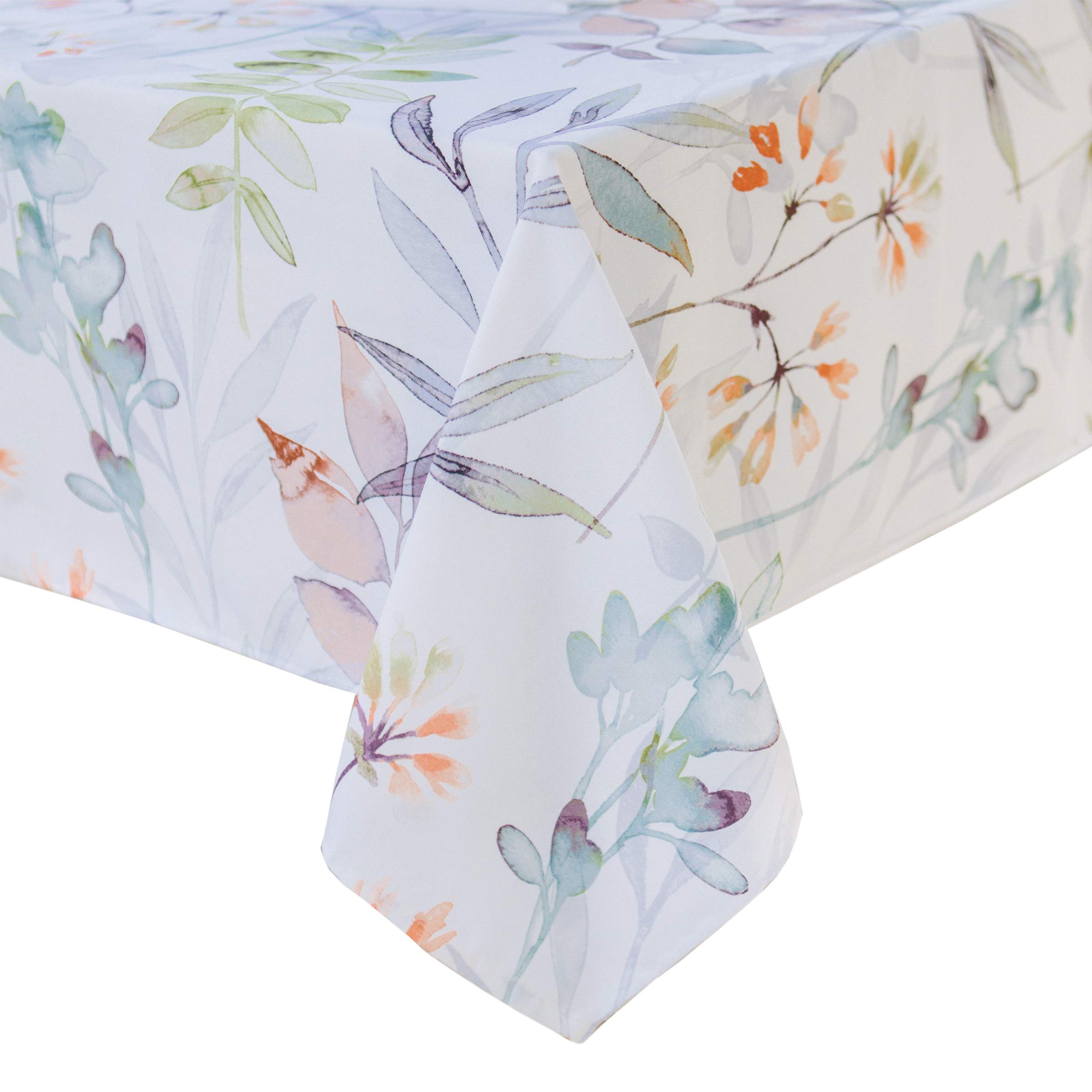 Benson Mills Spillproof Spring/Summer Fabric Outdoor Tablecloth with Umbrella Hole, Zippered Table Cloth for Rectangle Tables, Picnic/Patio Table (60" x 84" Rectangular with Umbrella Hole, Botanica)