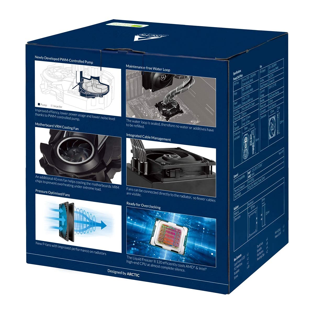 ARCTIC Liquid Freezer II 120 - Multi Compatible All-in-One CPU AIO Water Cooler, Compatible with Intel & AMD, Efficient PWM Controlled Pump, Fan Speed: 200-1800 RPM, LGA1700 Compatible - Black