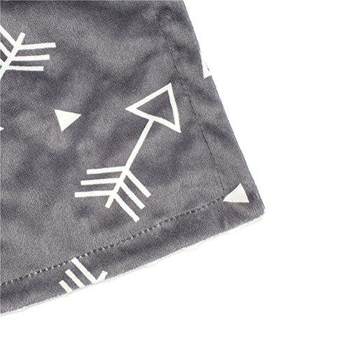 BORITAR Baby Blanket Super Soft Minky with Double Layer Dotted Backing, Little Grey Arrows Printed 30 x 40 Inch, Receiving Blankets