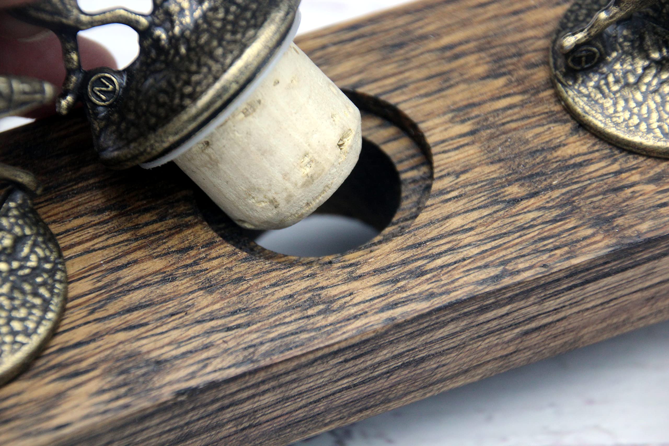 Barrel-Art bourbon stopper and cork display/bourbon cork holder/Fits Blanton's stoppers/With Metal (Dark Walnut)