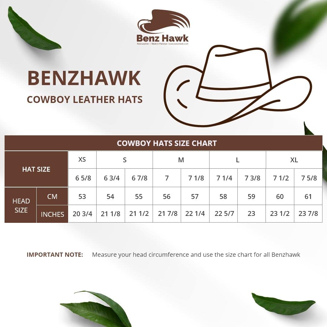 BenzHawk Western Leather Cowboy Hat | Western Outback Style Hats | Men's Brown Cowboy Hat