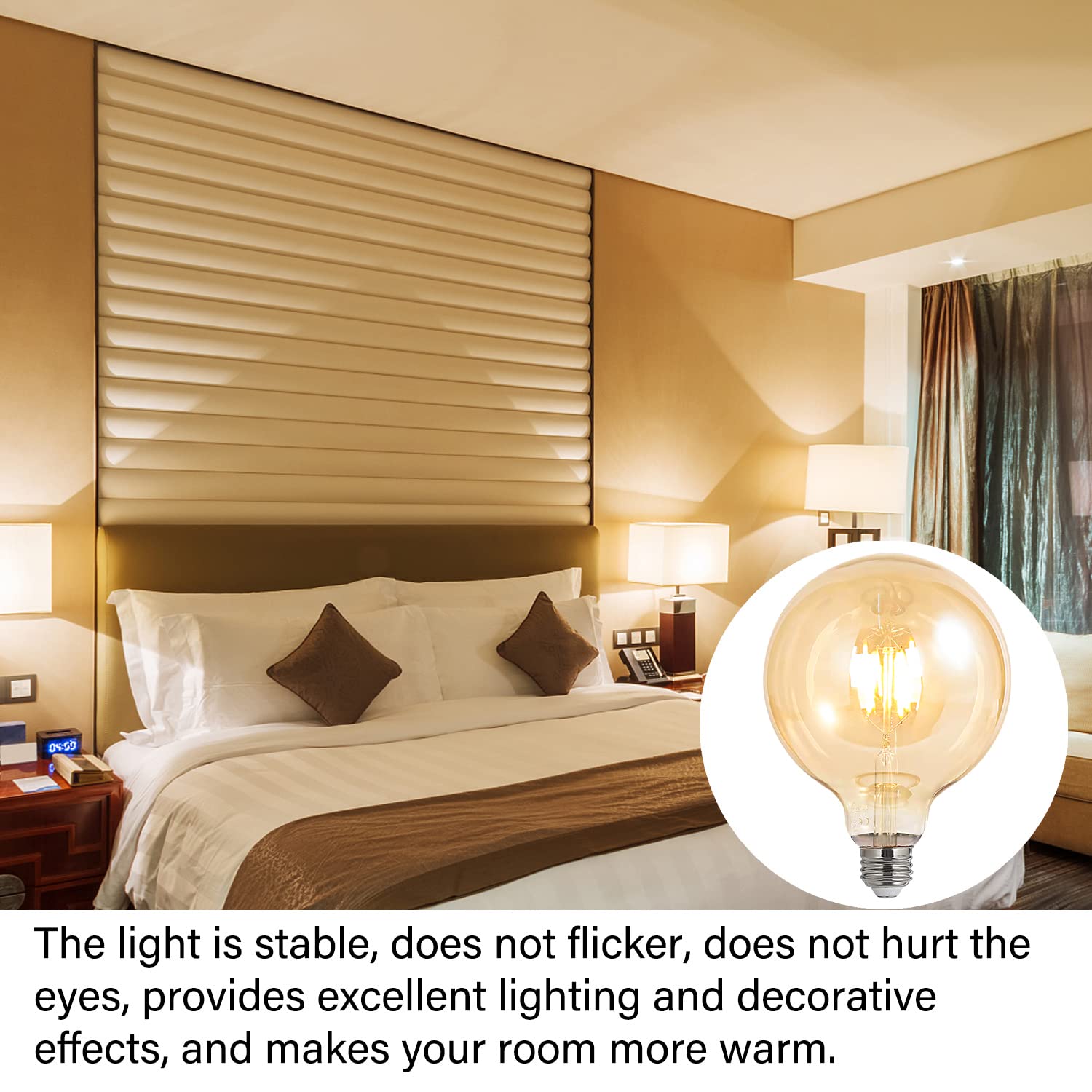 LED Bulbs 60 Watt Equivalent, 2 Pack 6W G125 LED Globe Bulbs, Antique Vintage Light Bulbs Amber, E26 LED Edison Light Bulb, 2700K 800LM Warm White, E26 Standard Base, Non-Dimmable