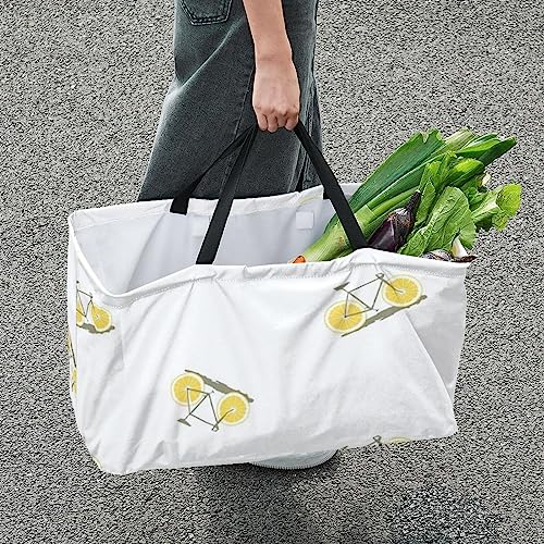 Bicycle Full Print Large Capacity Laundry Organizer Tote Bag - Reusable and Foldable Oxford Cloth Shopping Bags