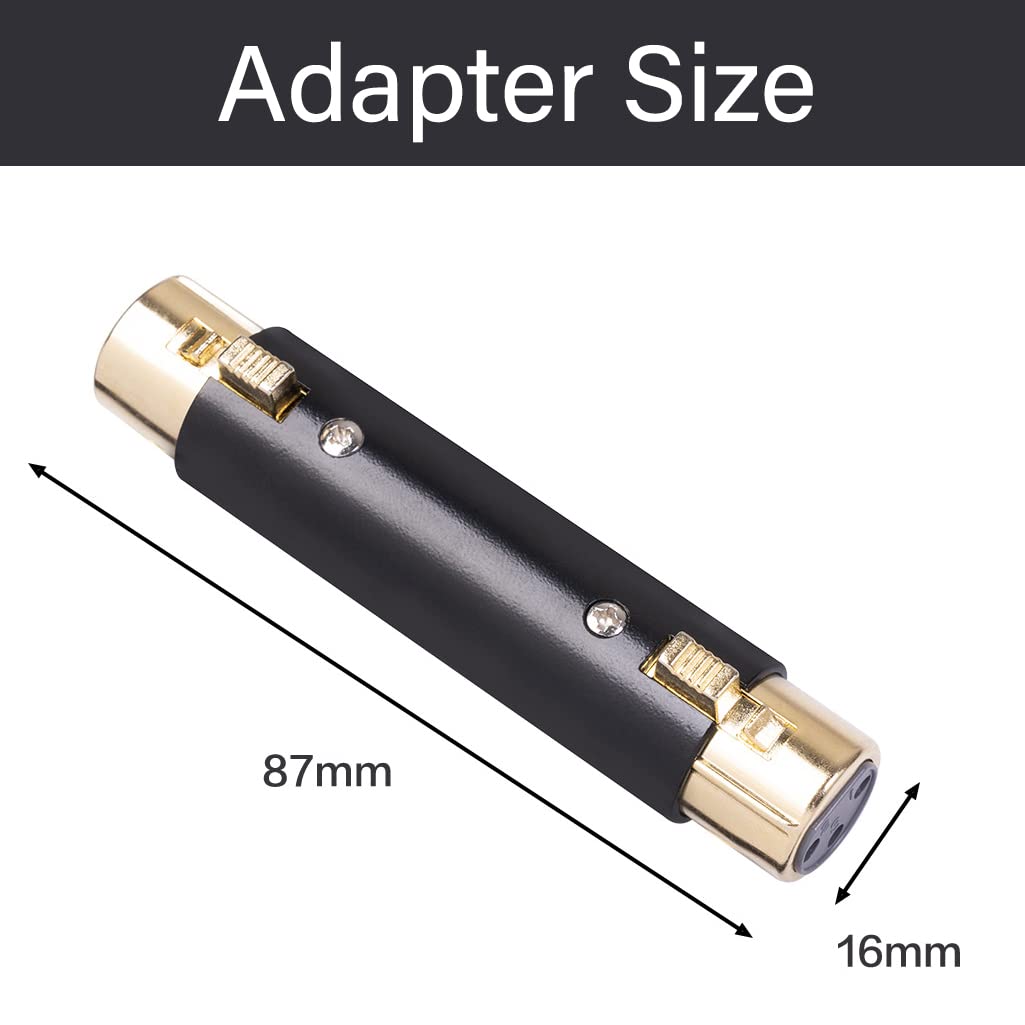 ANLINKSHINE XLR Female to Female Adapter, XLR 3-Pin Gender Changer Line Adapter for Microphone (2 Pack)