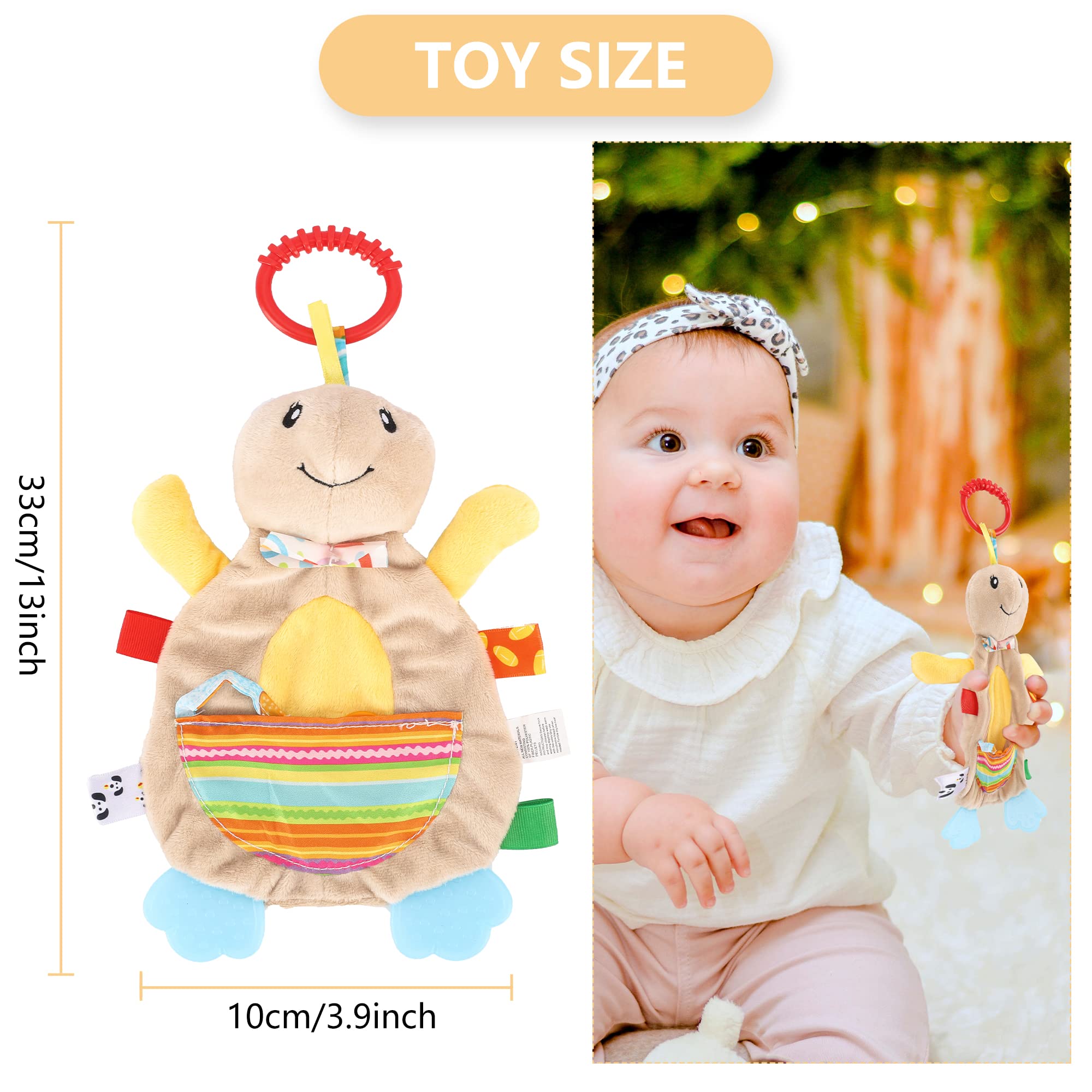 Baby Teething Cuddly Teether with Turtle Character, 3 Textured Teething Places, BPA-Free Silicone, Soft Fabric Textures to Explore, and Crinkle Sounds to Discover