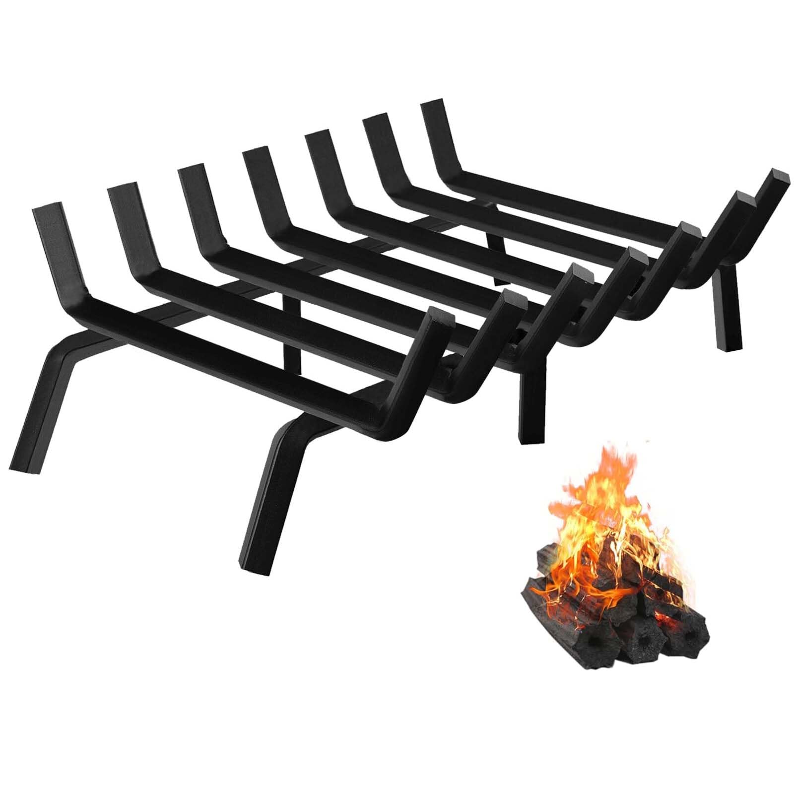 BRIAN & DANY Fireplace Grate, 24 Inch Heavy Duty Fireplace Log Grate, Solid Steel Fire Pit Grate Firewood Burning Rack Holder for Outdoor and Indoor