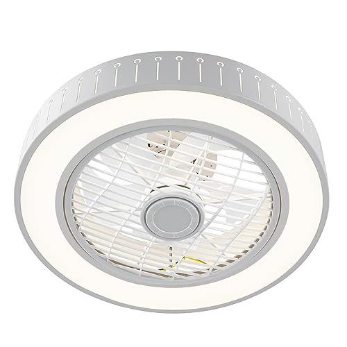 Ceiling Fan Light, Remote Control LED Lamp, Intdoor Round Dimmable 6 Wind Speeds Ceiling Fan with 5 Blades for Living Room, Dining Room, Foyer, Cottage, Bedroom, Dining Room, Study