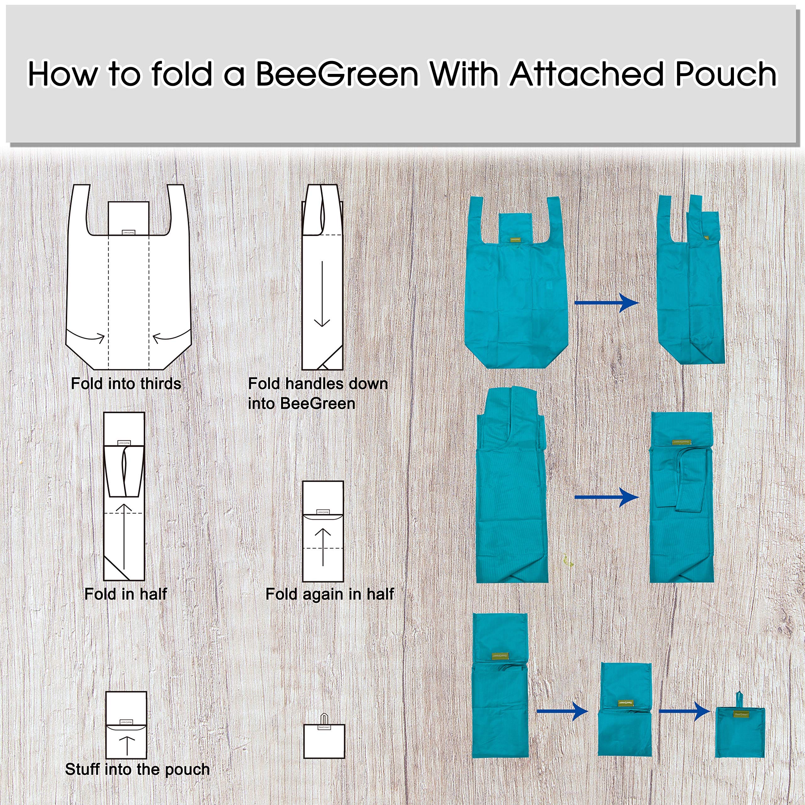 BeeGreen Reusable Bags for Shopping Machine Washable Xlarge Grocery bags Ripstop Polyester Shopping Bags, Washable, Durable and Lightweight 17 Pack