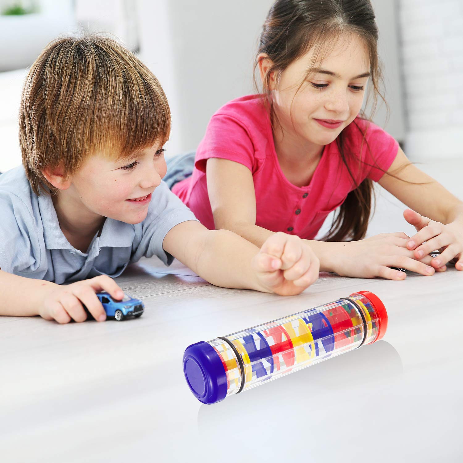 Gejoy 2 Pieces 8 Inch Mini Rain Stick Shaker Rattle Tube Rain Stick Rainmaker Rainstick Rattle Music Auditory Instrument Toy for Babies Toddler