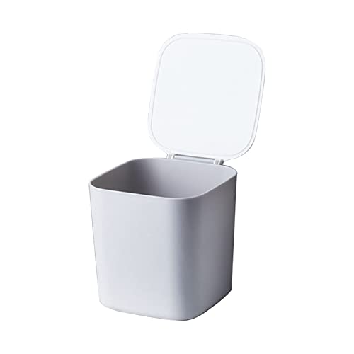 BLMIEDE Desktop Pressing Trash Can Bedroom Bedside Mini Storage Bucket Desktop Finishing Round Dish Brush (Grey, One Size)