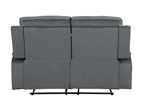 Blackjack Furniture Elton Microfiber Reclining Modern Living Room Loveseat, Sofa, Gray