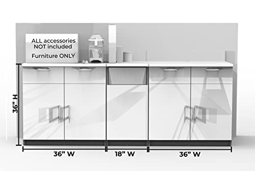 BREAKtime Buffet Sideboard Kitchen Break Room Lunch Coffee Kitchenette Model 8007 3 pc Espresso β Factory Assembled (Furniture Items Purchase ONLY)