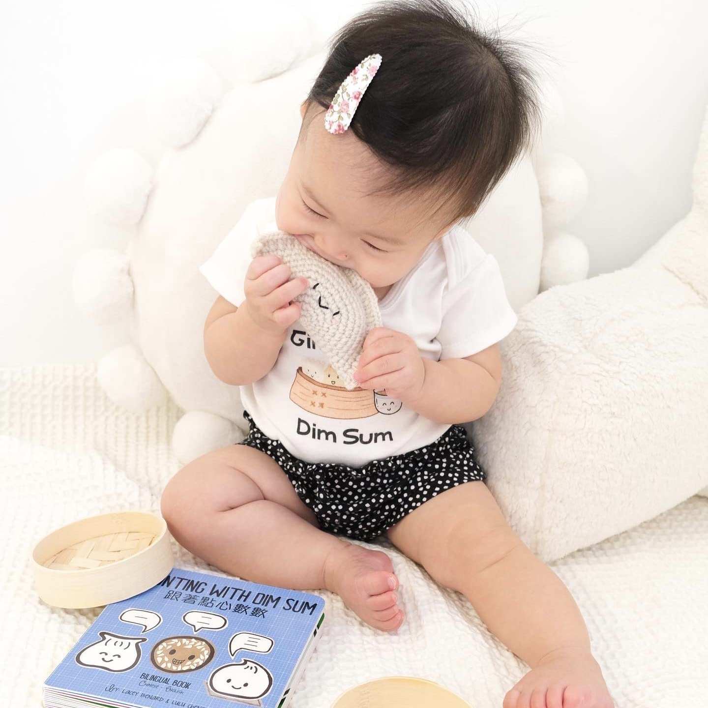 Avery & Me Dim Sum Baby Crochet Rattle - Dumpling Rattle with Steamer