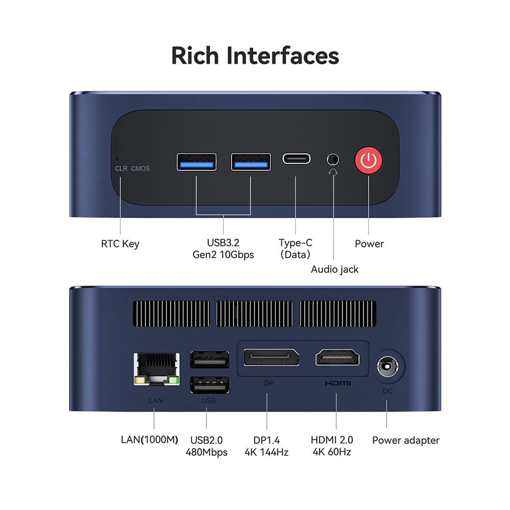 Beelink Mini PC, SEi12 Mini Computers Intel i7-12650H(Up to 4.7GHz) 10C/16T, Micro PC 32GB DDR4 RAM 500GB M.2 NVMe SSD, Desktop Computer Supports 4K@60Hz/Dual HDMI/WiFi6/BT5.2/Gigabit Ethernet/HTPC