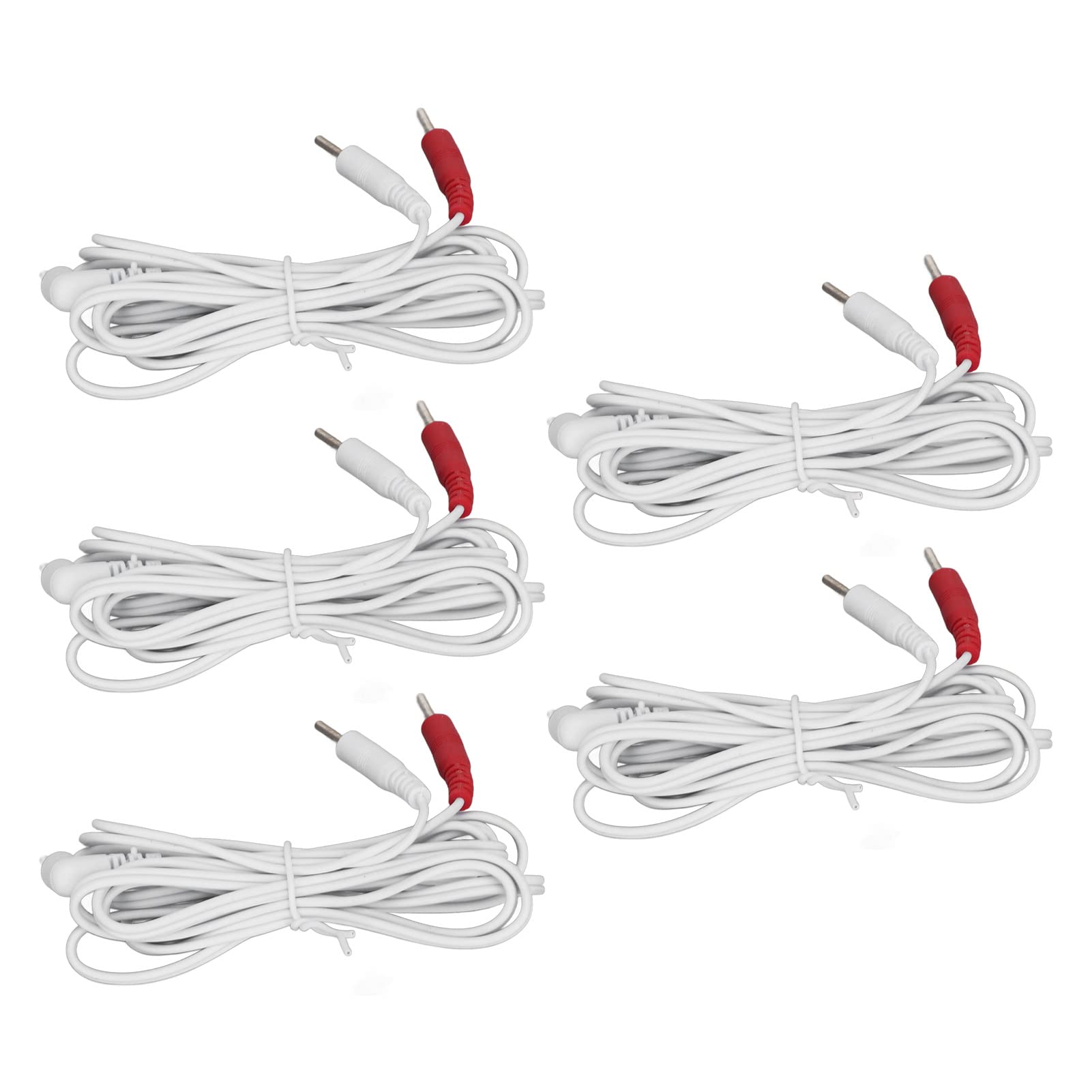 ANGGREK 5PCS Electrode Wire, Electrode Wires Cable 2.5mm Elbow 1.5m Long Electrode Wire for Digital Massage Instrument White