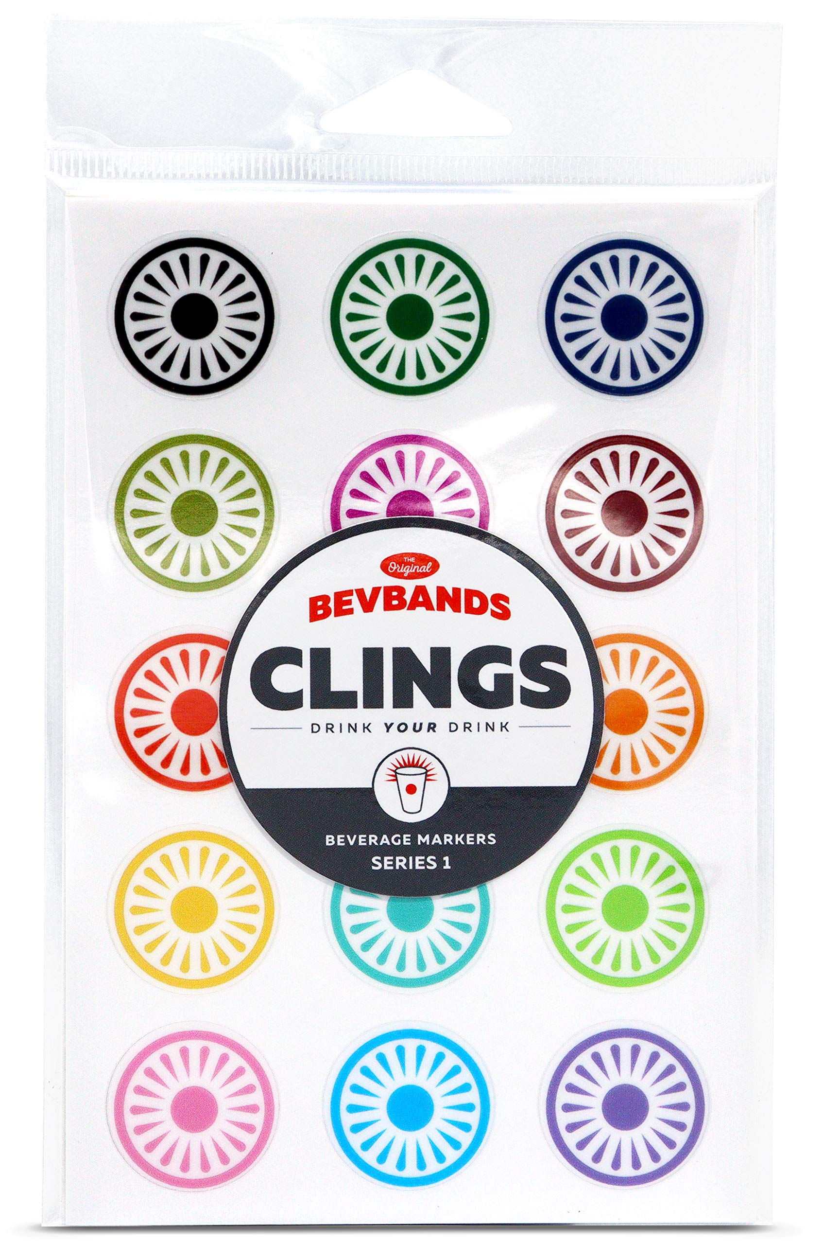 BevBands set of 30 Static Cling Drink Markers, Series 1