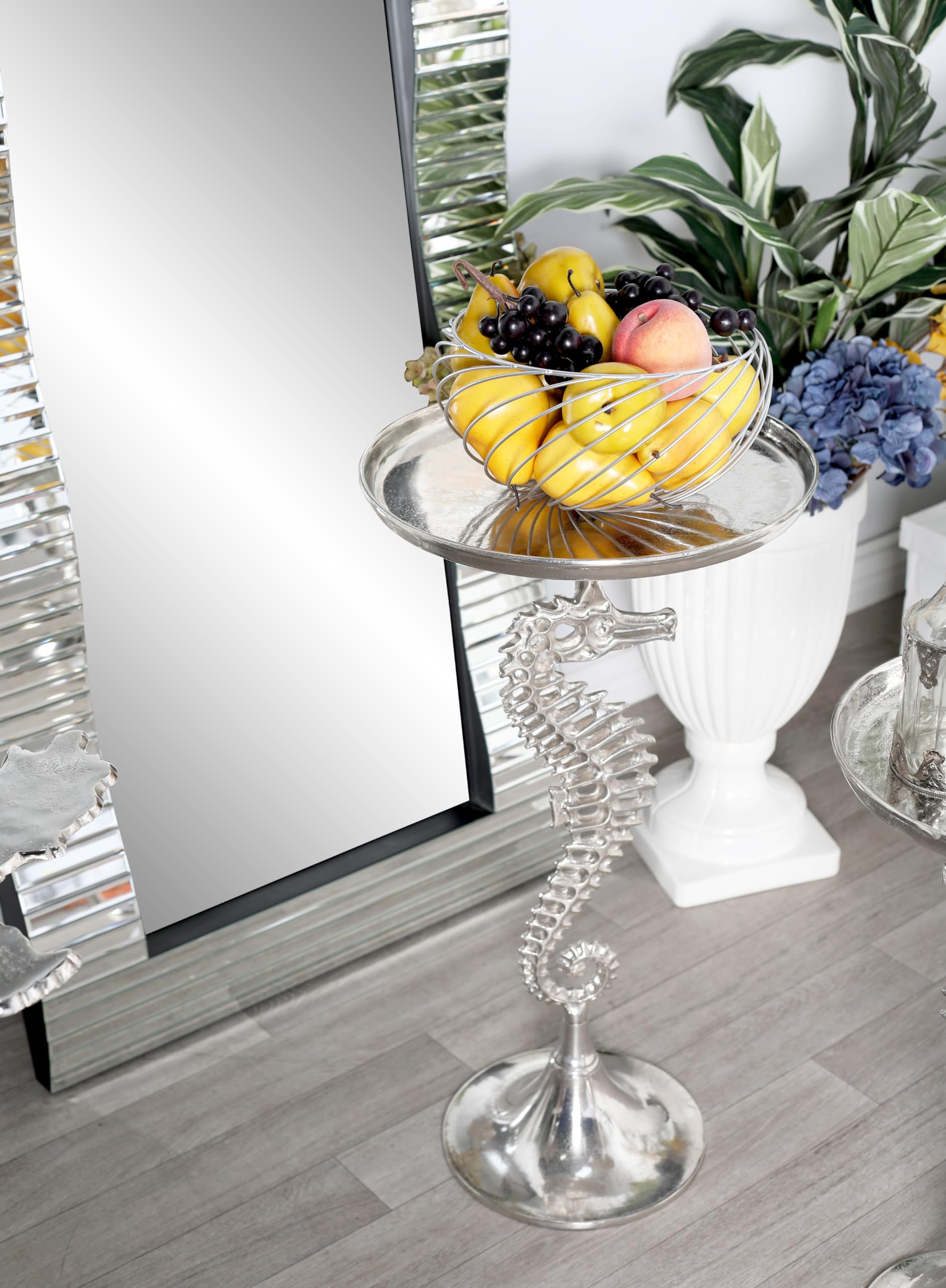 Deco 79 Coastal Aluminum Accent, Side Table 14" x 14" x 27", Silver