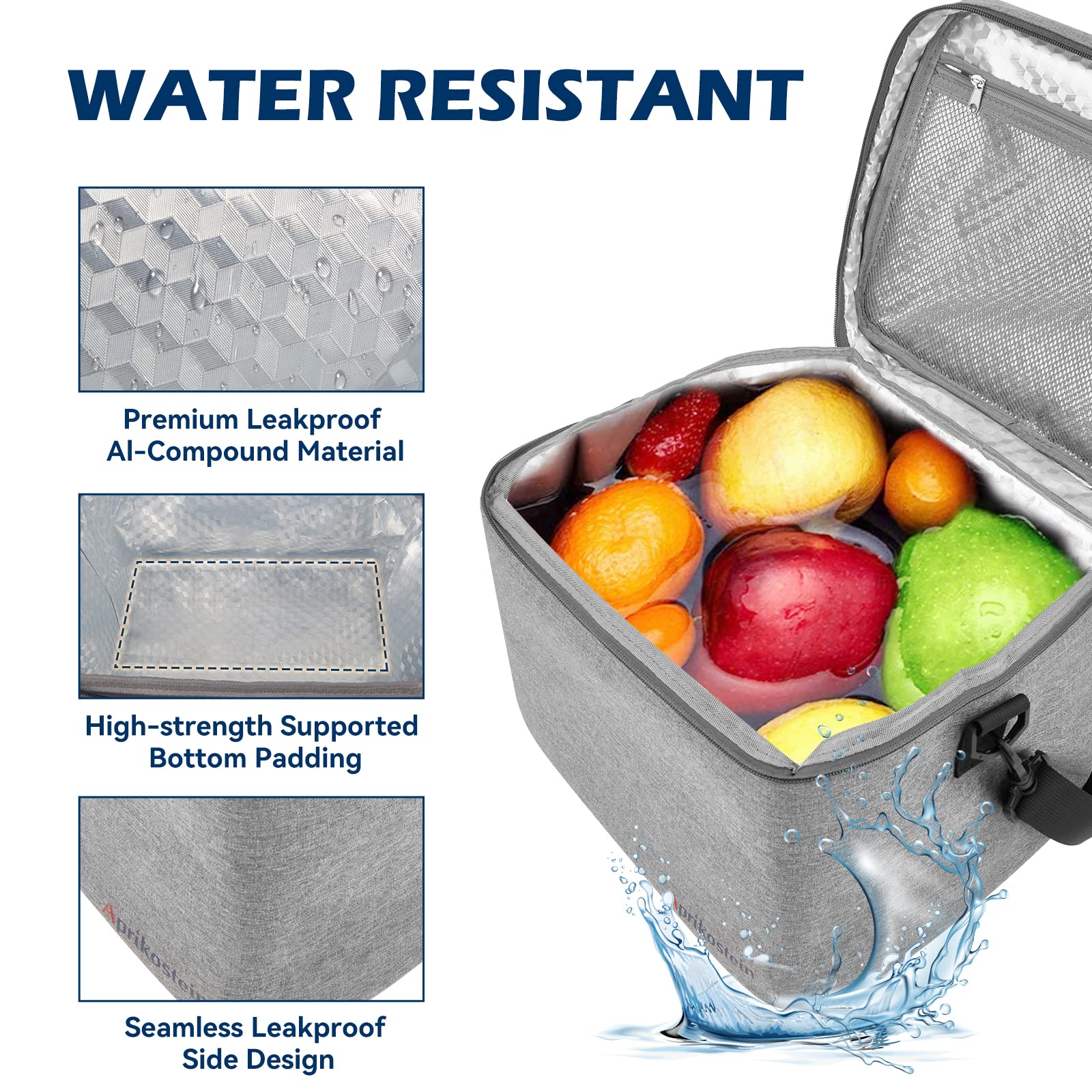 Aprikostein Small Cooler Asclassic, Soft Cooler Bags Insulated 17L 20 Can Portable Collapsible Cooler, Lunch Box Cooler for Men Work Beach Travel Camping, Gray