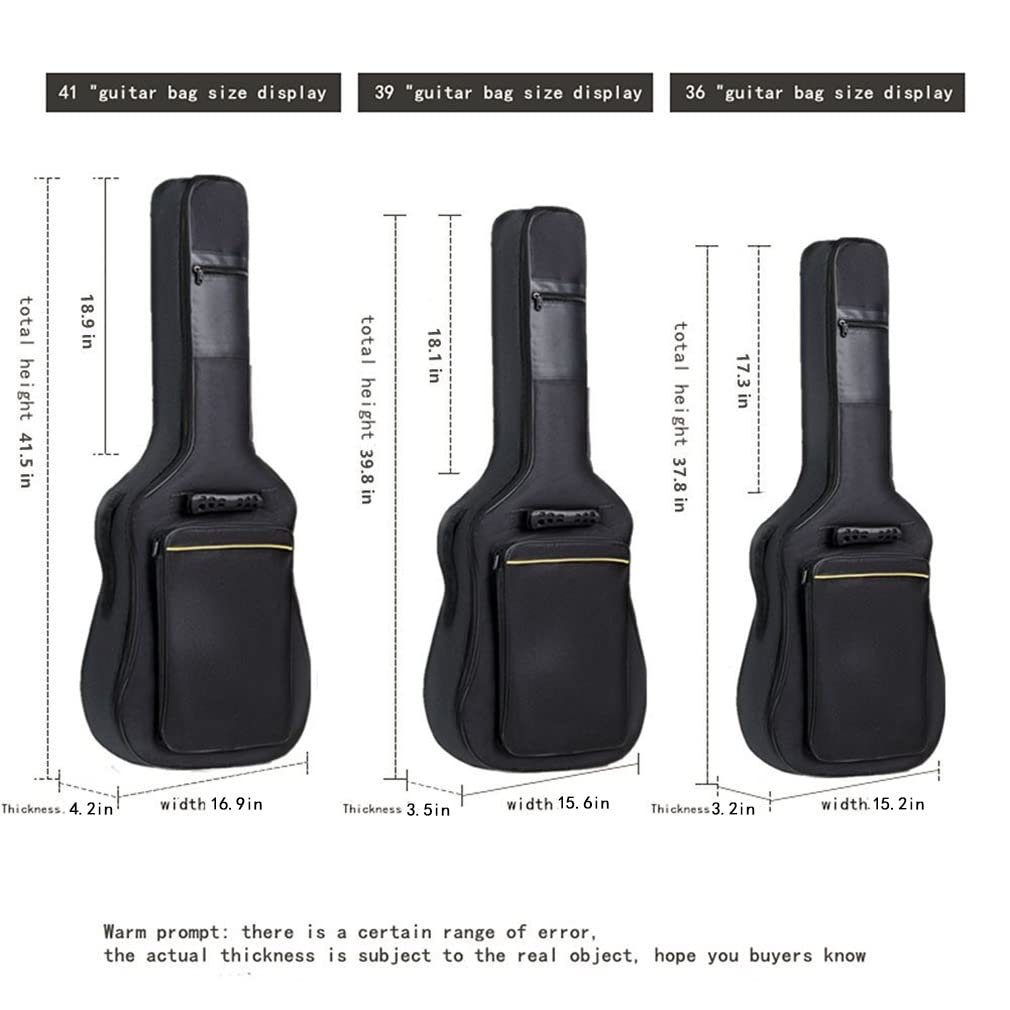 H&Z Simple 36 Inch Guitar Case Gig Bag Double Straps Oxford Fabric Thickening Soft Cover Waterproof Acoustic Classical Guitar Backpack (36 inch)