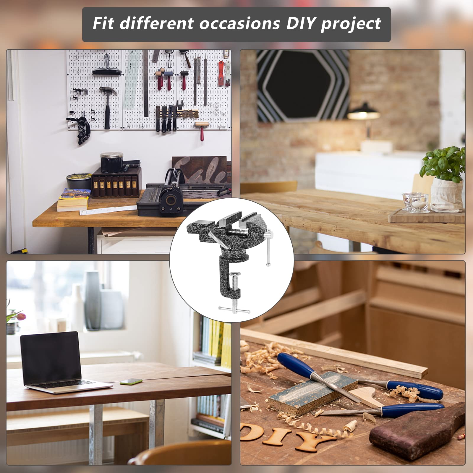 Bench Vise, ๐๐ข๐ซ๐๐ช๐๐ ๐ ๐ถ๐ป๐ถ ๐๐ฒ๐ป๐ฐ๐ต ๐๐น๐ฎ๐บ๐ฝ for Workbench, 2.9 inch Swivel Table Vise for Small DIY Projects, Handcraft Creations, Woodworking, Sculpting and Modeling