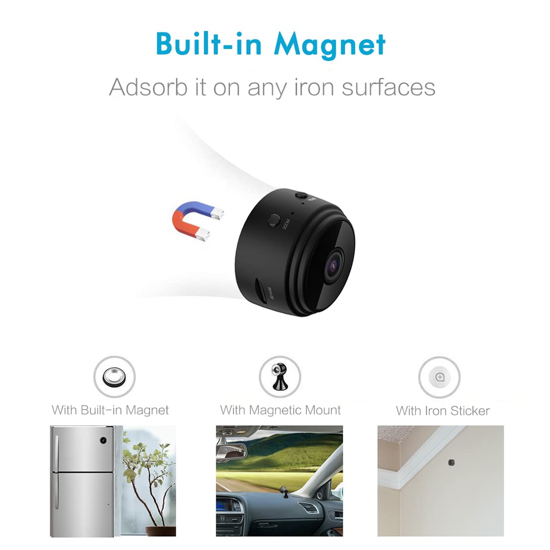 AREBI 64GB Hidden Cameras for Home Security, 1080p HD Mini Spy Camera Wi-Fi Wireless, Small Nanny Camera Indoor with Remote View, Motion Detection, Night Vision, Tiny Spy Cam A10 Plus [Original]