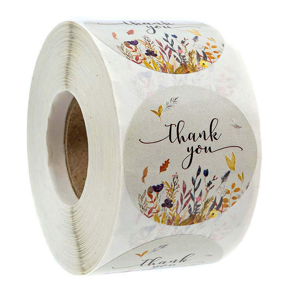 Autumn Floral Thank You Stickers, 1.5 Inch Round - 500 Labels Per Roll