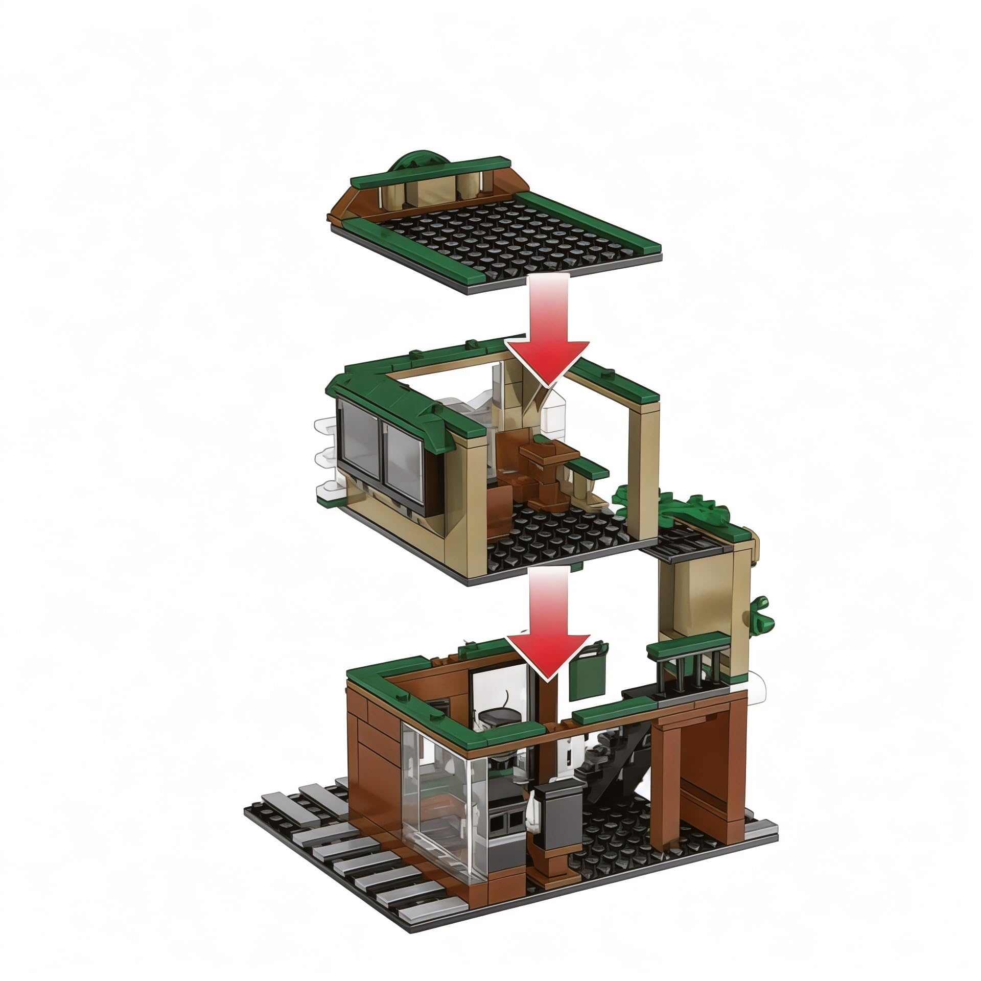 General Jim's Modular City Building Blocks Coffee Shop Set – 283 Pieces | 2-Story Café Playset | Compatible with Major Brick Brands | Coffeemaker, Restaurant Seating, Menu Board & Walk-Up Window