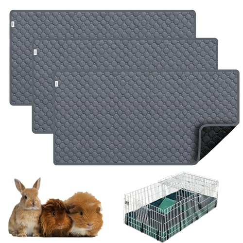 Cimiycob Guinea Pig Cage Liners, 3 Pack 47x 24 Washable Guinea Pig Pee Pads, Waterproof Reusable & Anti Slip, Super Absorbent Guinea Pig Bedding for Small Animal, Rabbit, Bunny, Chinchilla