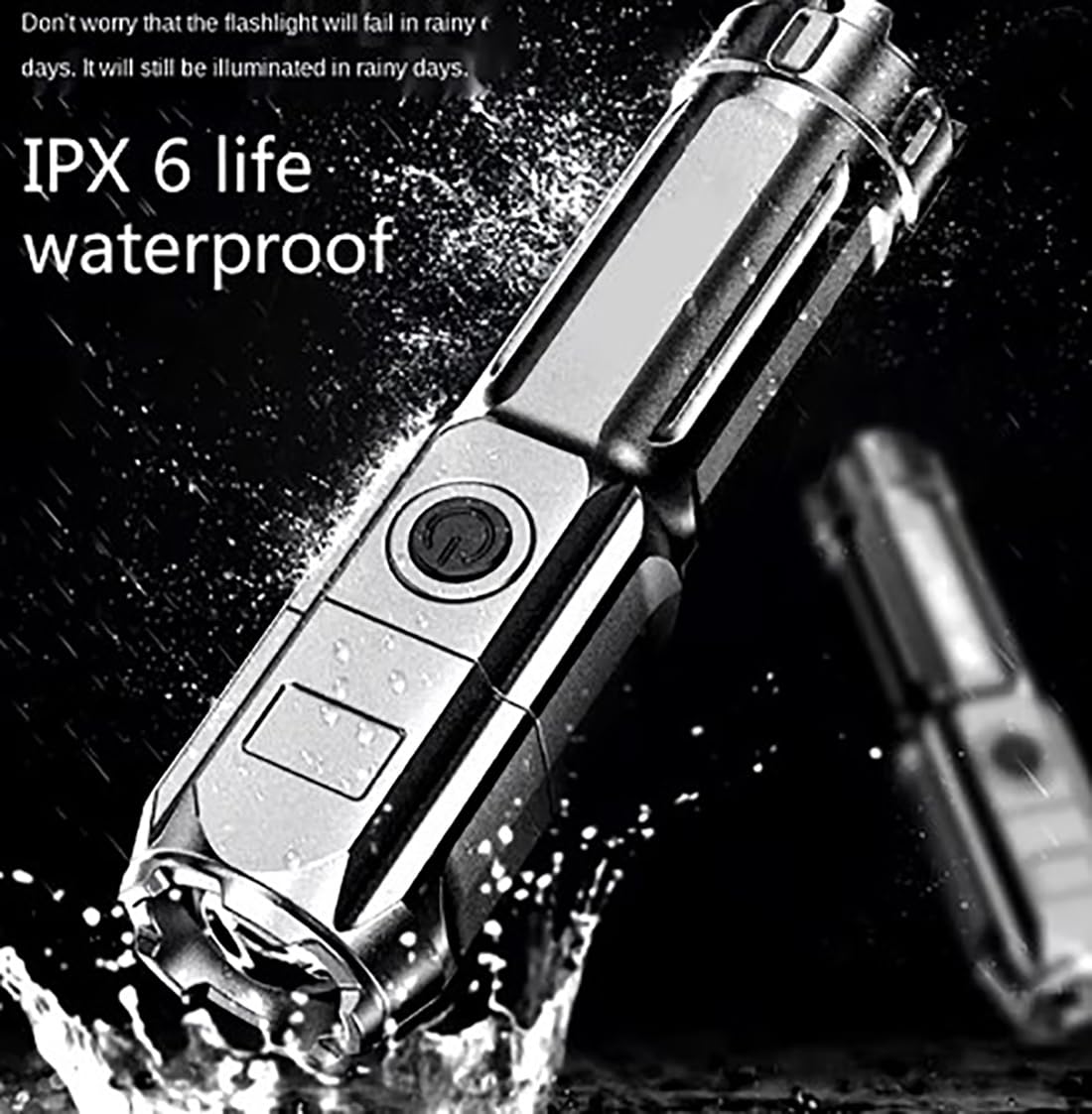 Cenbini 2PCS Peachloft Flashlight, Powerful LED Flashlight, Waterproof Zoom 3 Lighting Modes USB Rechargeable Torch for Outdoor Hiking Emergency (Gray Black)