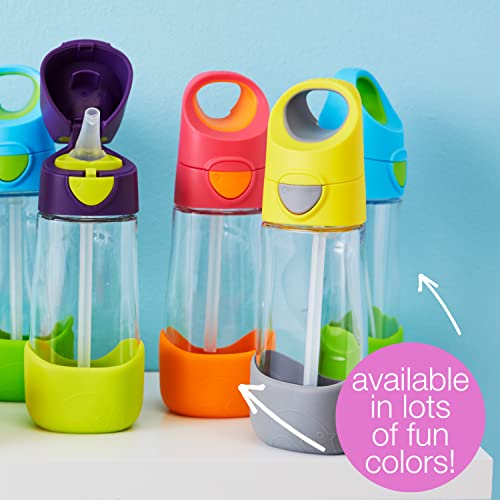 b.box 20oz Tritan Straw Bottle | Large, Modern Water Bottle with Flip Straw for Kids | Spill Proof, BPA Free (Emerald Forest, 20 oz)