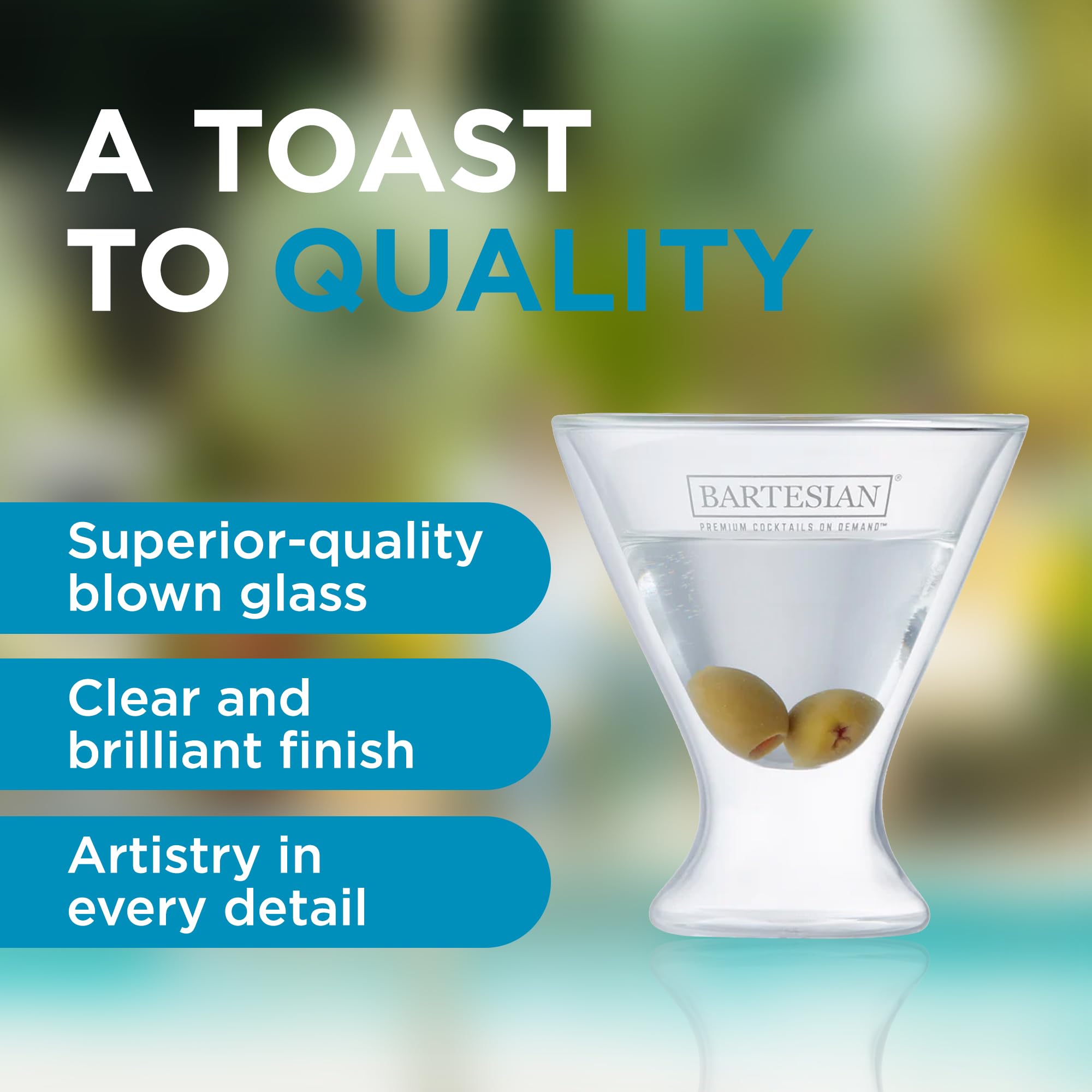 Bartesian Cocktail Glass Sets - Stemless Margarita Drinking Glassware for Cocktails & Mocktails - Bar Glasses for Martini, Margarita, Pina Colada, Whiskey Sour, Old Fashioned - Set of 2