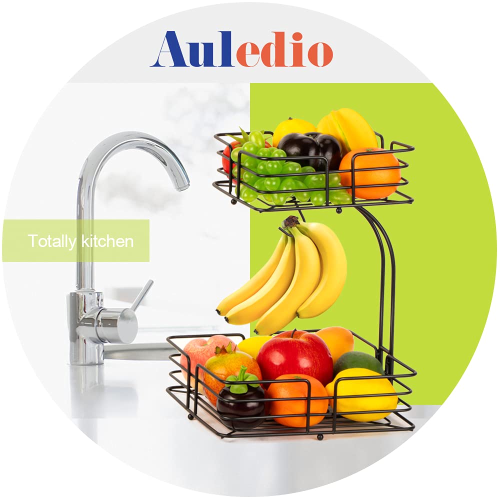 Auledio HHH-123 Fruit Vegetables Basket Bowl, Iron, 1 PACK, Black
