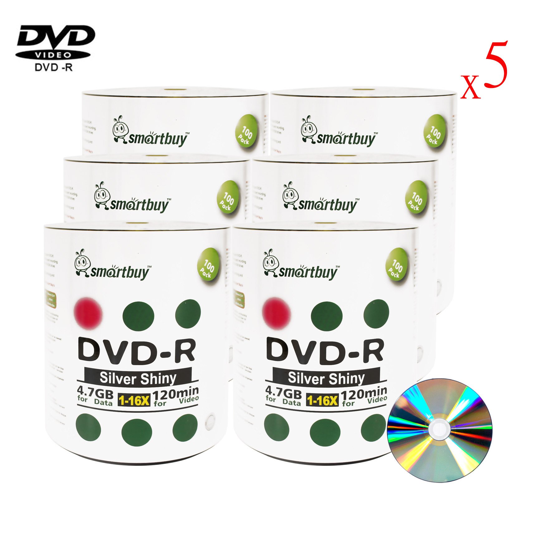Smartbuy 3000-disc 4.7gb/120min 16x DVD-R Shiny Silver Blank Data Recordable Media Disc