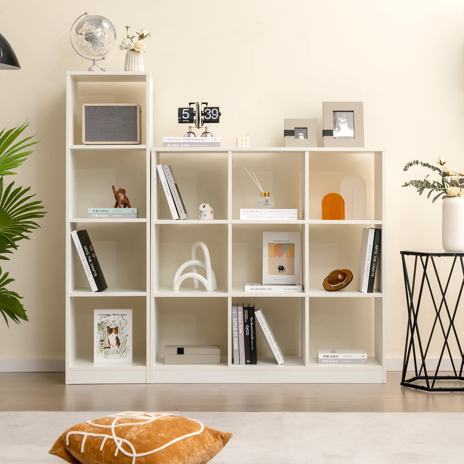 Tangkula 4 Cube Bookshelf, Freestanding 5 Tier Open Bookcase, Modern Cube Storage Organizer with Anti-toppling Device, Multipurpose Wooden Display Shelving for Living Room Study Office (1, 4-Cube)