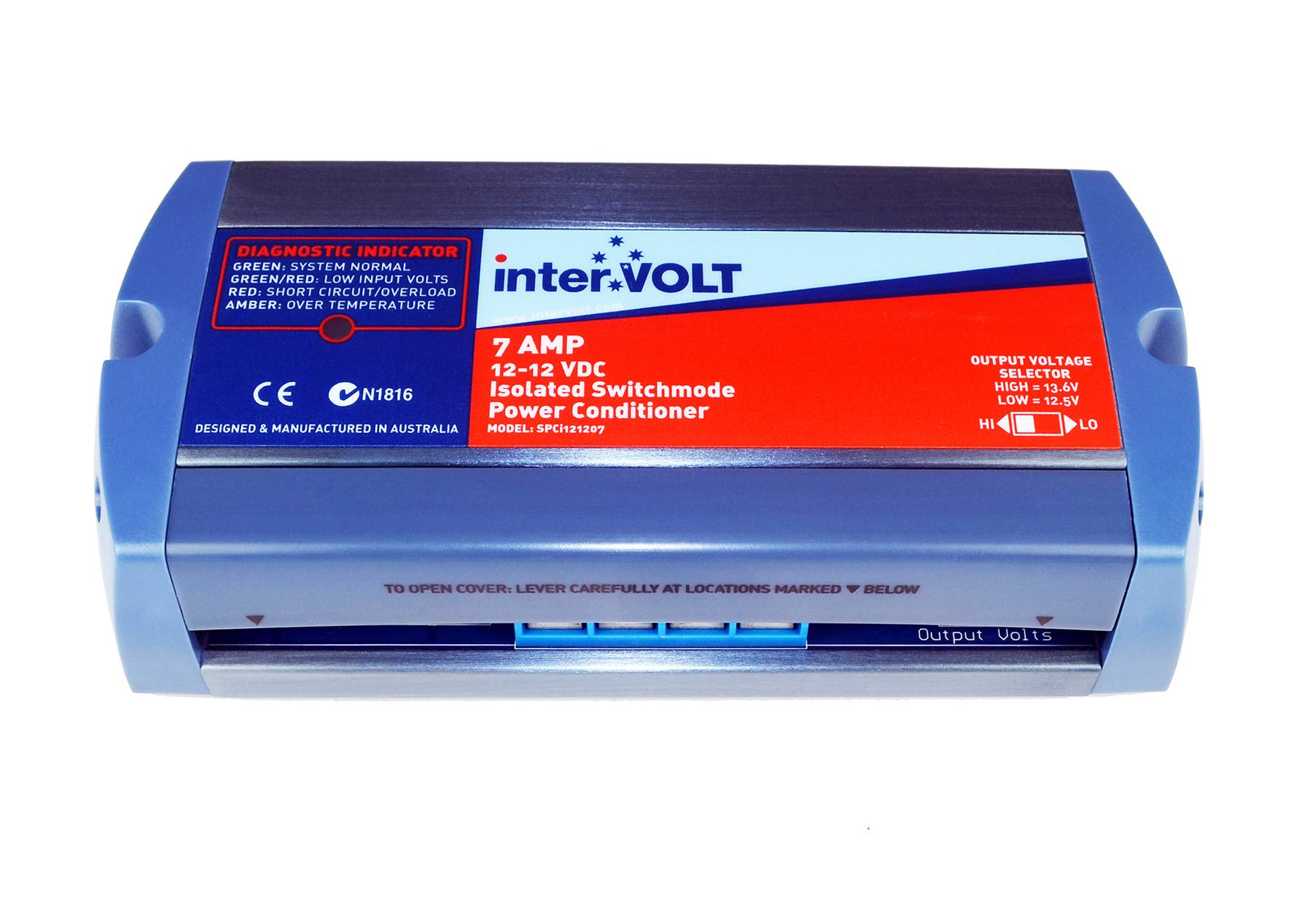 interVOLT 12V DC Stabilizer/Voltage Regulator/Power Conditioner/Battery Charger (10-16 VDC Input - 12.5/13.6 VDC Output) - Heavy Duty 7A DC-DC Isolated - Model SPCi121207