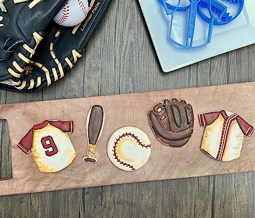 BAT COOKIE CUTTER WITH GLOVE BALL AND JERSEY American Sport Baseball Glove Mitt Game Bat And Jersey Uniform T-Shirt Cookie Cutters Made In The USA (4 Pack)