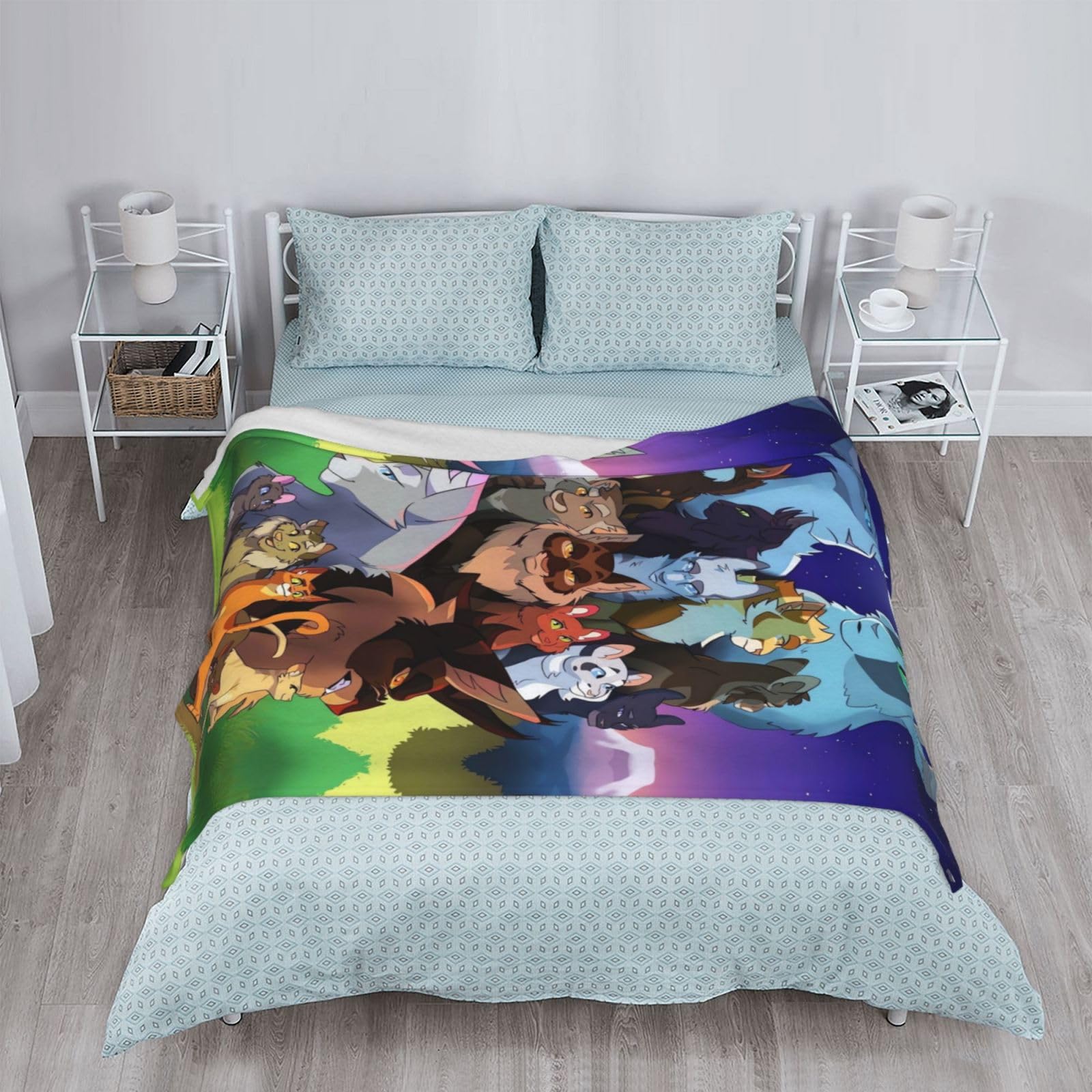 Cartoon Music Monster Cat Throw Blanket, Super Soft Flannel, Warm, Bed/Sofa/Travel (50"x40", The cat-2)