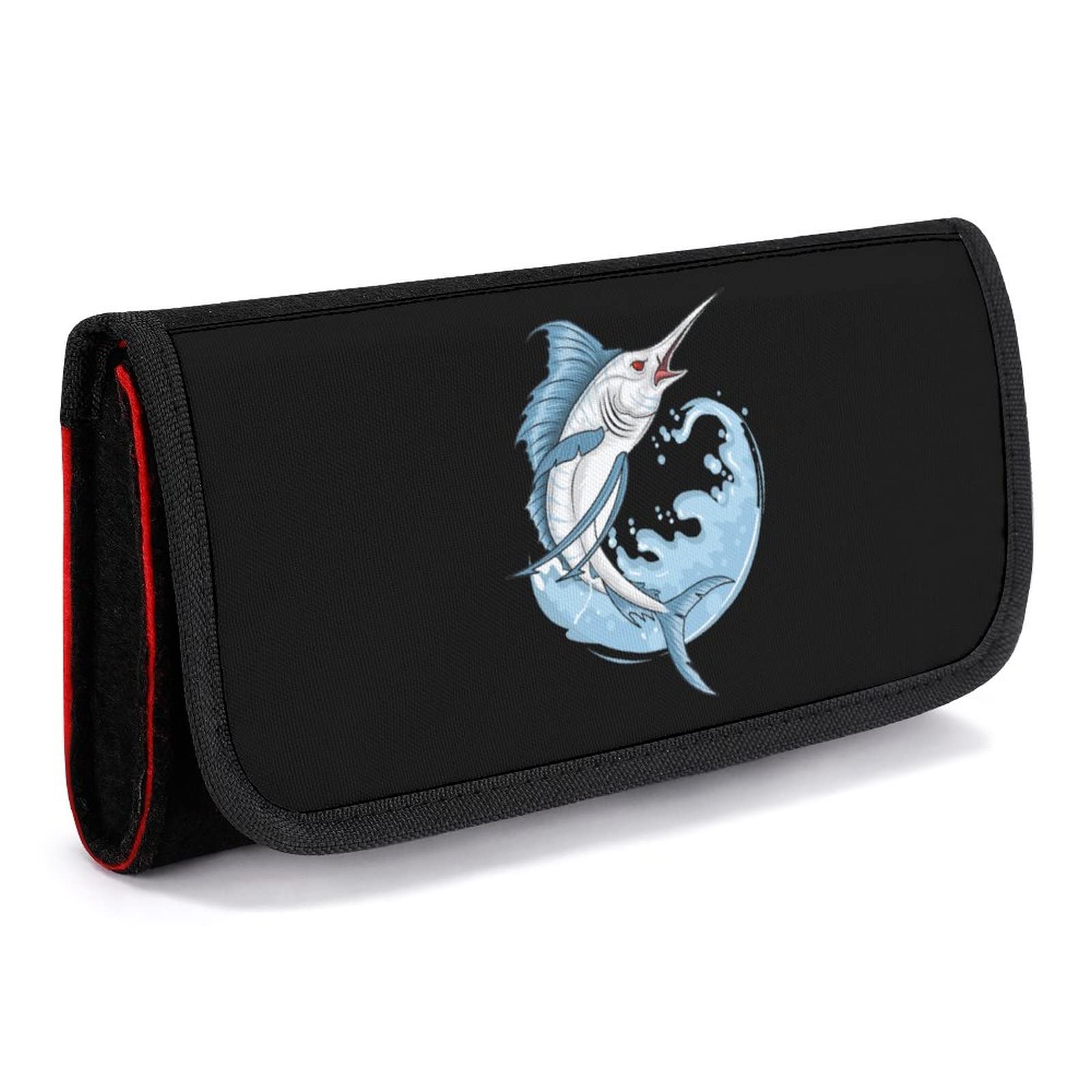 Angler Fish Marlin Carrying Bag Compatible with Switch Protective Case Slim Felt Pouch with 5 Game Cartridges Holders
