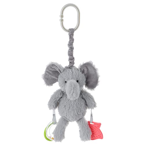Apricot Lamb Baby Stroller or Car Seat Activity and Teething Toy, Features Plush Elephant Character, Gentle Rattle Sound & Soft Teether, 8.5 Inches