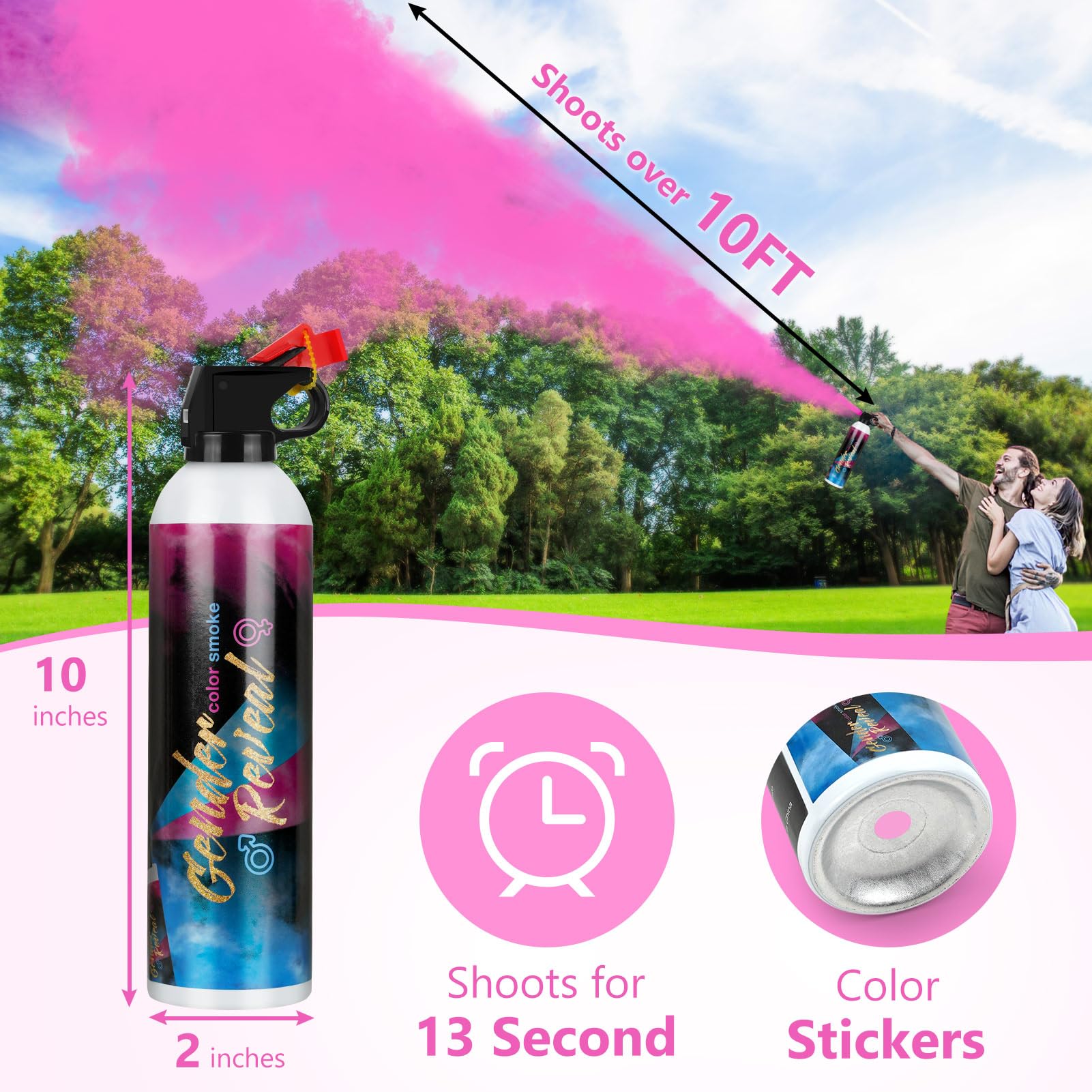Gender Reveal Fire Extinguisher 2 Packs, Gender Reveal Ideas, Baby Girl Reveal Party Ideas 100% Biodegragable for Gender Reveal Decorations(Pink)