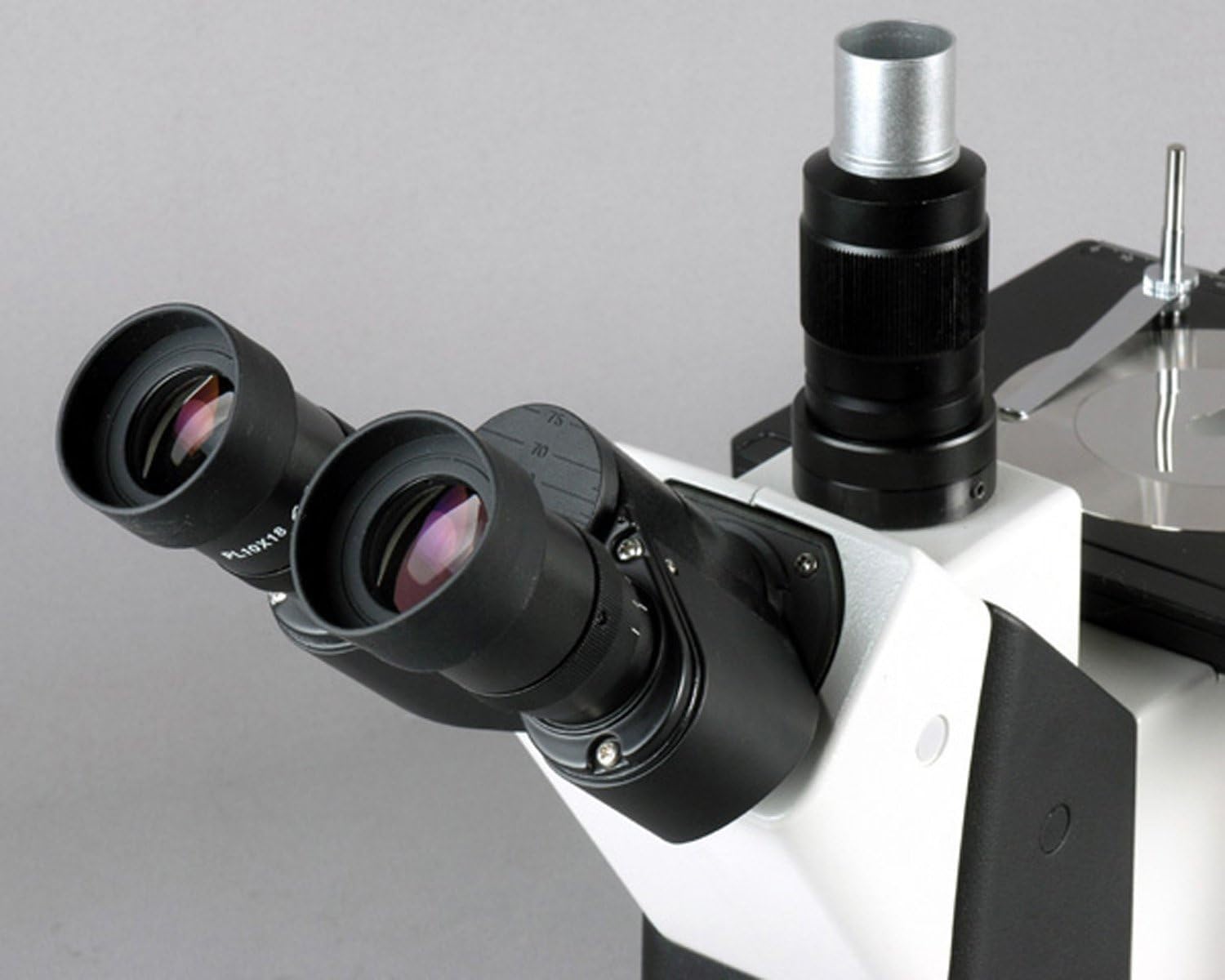 AmScope ME1200TB Inverted Trinocular Metallurgical Microscope, 50X-1000X Magnification, PL10x and PL20x Eyepieces, Polarizing Condenser, Brightfield and Polarizing LED Illumination with Rheostat, Large Double-Layer Mechanical Stage, 90-240V