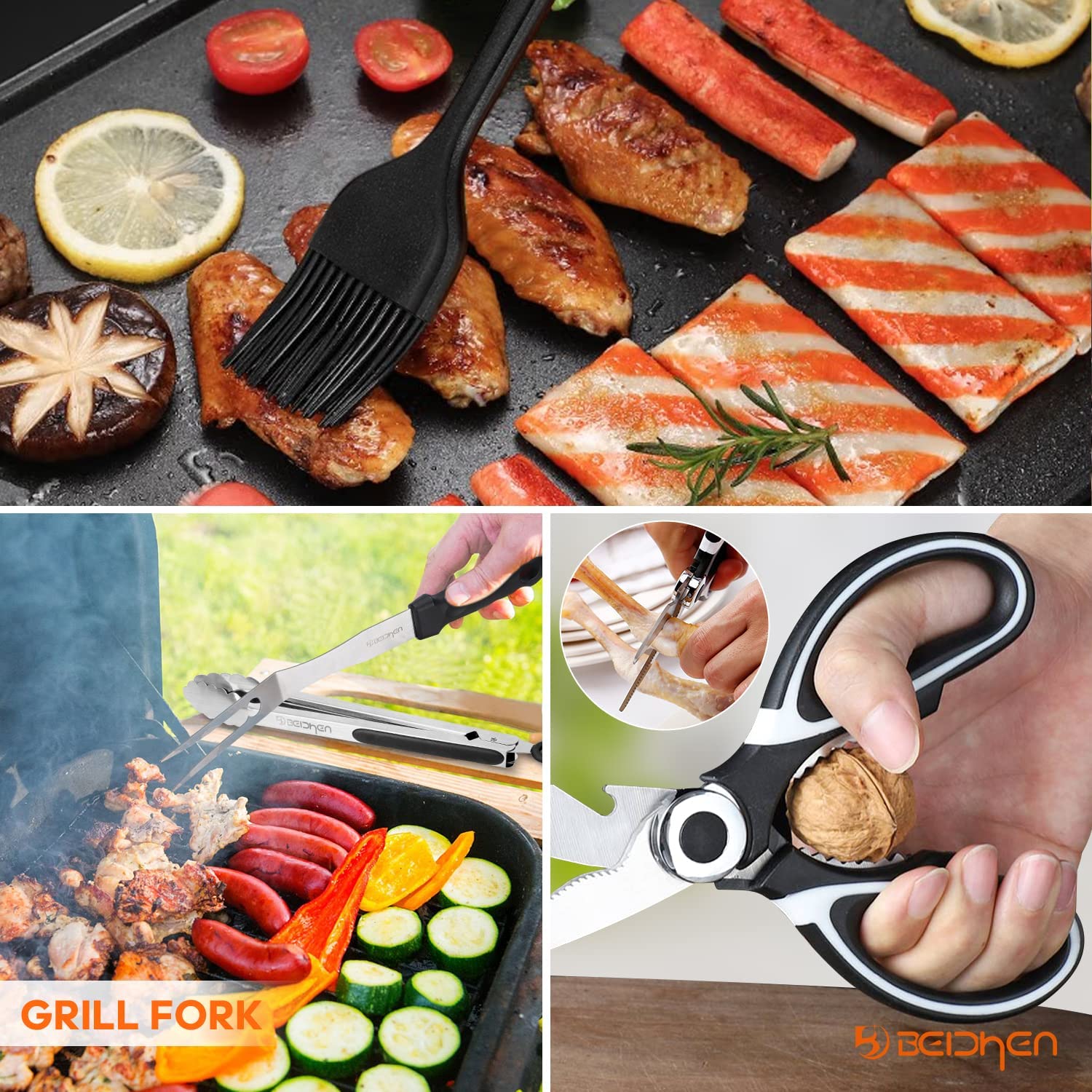 Beichen Griddle Accessories Kit, 34Pcs Stainless Steel Flat Top Grill Tools Set for Blackstone and Camp Chef, Grilling Spatula Set, Scraper, Carry Bag, Grill Cleaning Accessories for Men Outdoor BBQ