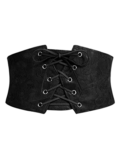 Avidlove Womens Corset Belt Black Lace Corset Black Elastic Waist Belt Black M
