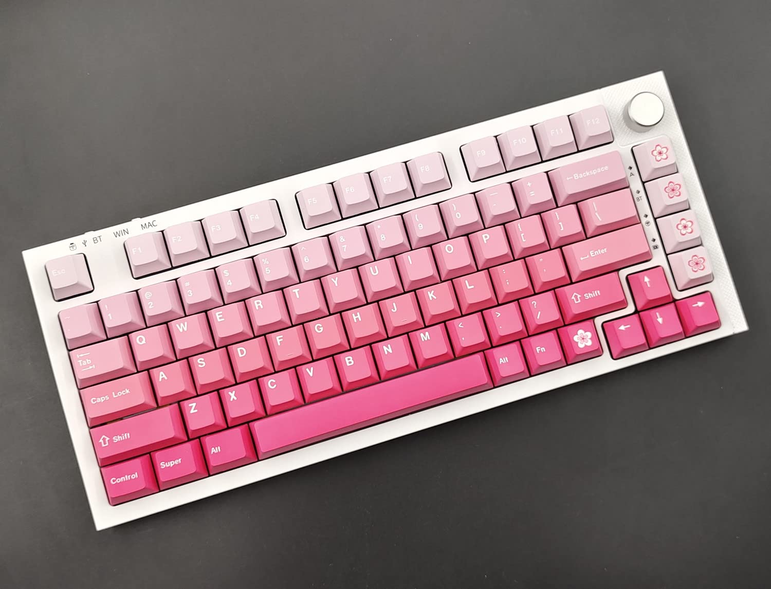 Benemate Peach Blossom Wonderland Upgraded Gradient Keys, 108 Keycap + 30 Keycap Set, Dye-Sublimation PBT Custom Keycaps for DIY Mechanical Gaming Keyboards