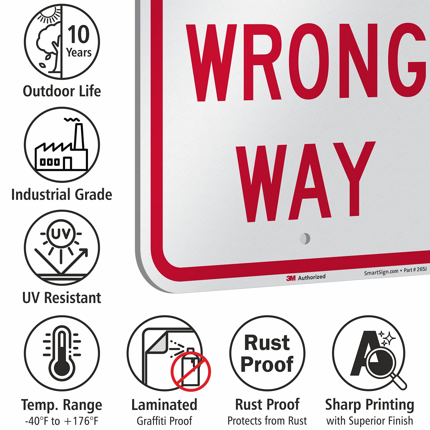 SmartSign 18 x 12 inch “Do Not Enter - Wrong Way” Metal Sign, 63 mil Aluminum, 3M Laminated Engineer Grade Reflective Material, Red and White, Made in USA
