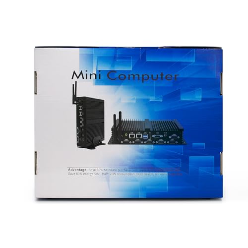 BASOARO Mini Industrial PC Fanless PC i5 4200U Mini PC RS232, Dual Gigabit RJ45 LAN, 8G RAM 128G SSD, HD VGA Dual Display Support 4K, Dual Band WiFi, BT 4.0, 6 USB, Metal Case, Mini PC Windows 10