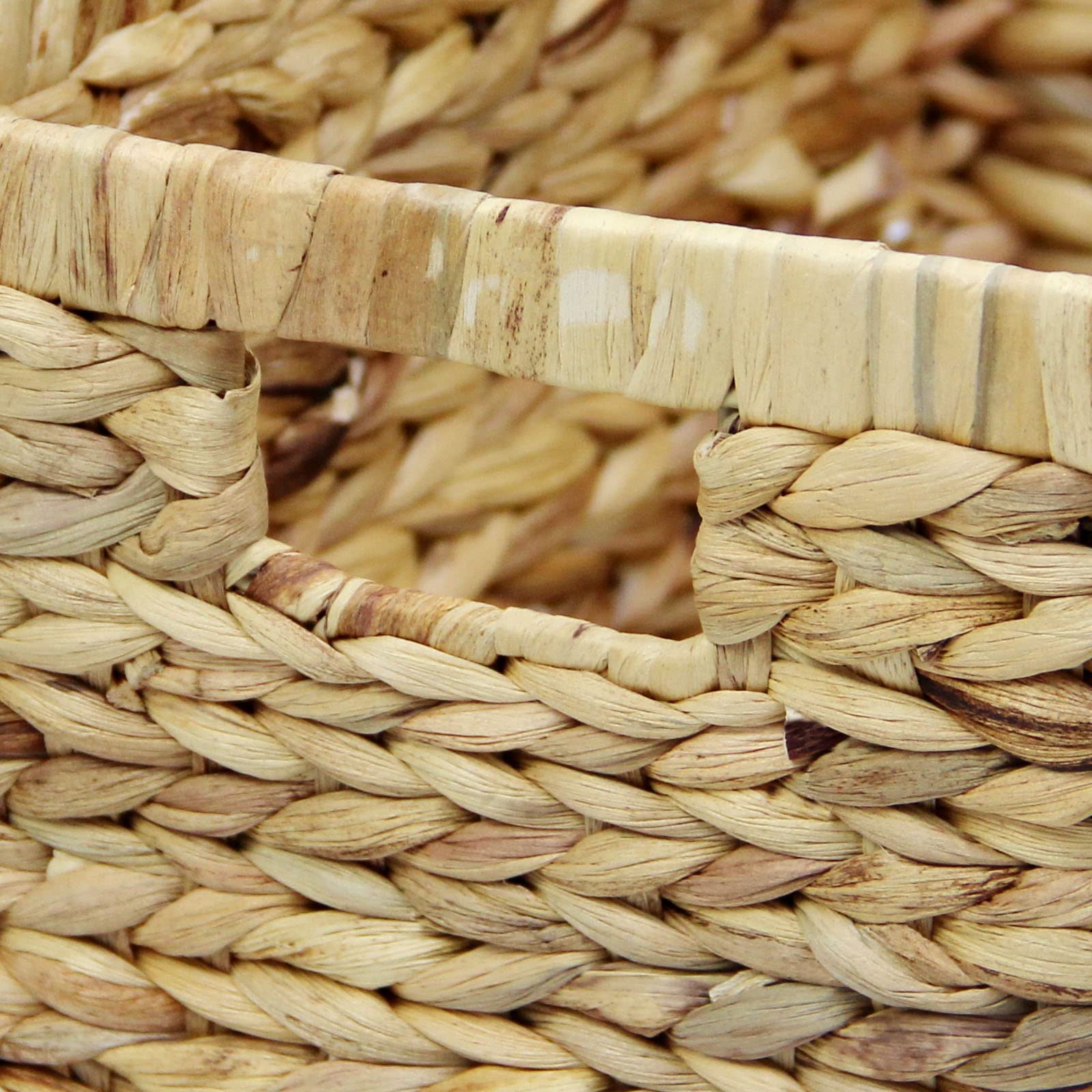 Casaphoria large Square Irregular Hyacinth Storage Baskets Natural Hand Woven Water Hyacinth Basket Durable Trapezoid Sundries Baskets with Built-in Wooden Handles Funnel Basket,2-Pack