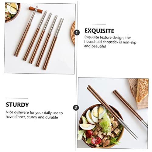 BESTonZON 2 Pairs Stainless Steel Splicing Chopsticks Metal Chopsticks Camping Dinnerware Japanese Food Chop Sticks Stainless Steel Chopsticks Table Silverware Household Flatware Home Supply